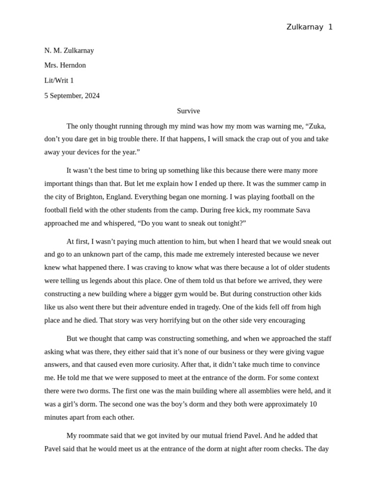 EU2 Personal Narrative Final Draft | PDF