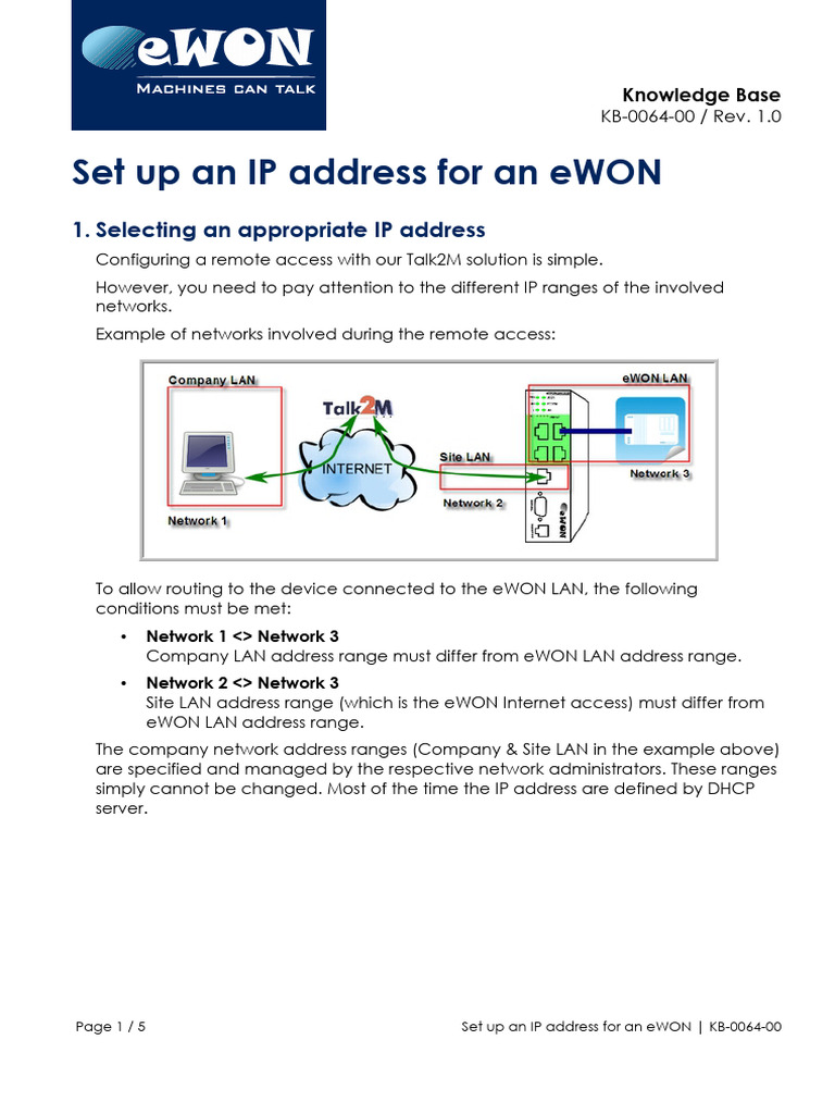 Kb-0064-0-En Set Up The Lan Ip Address For An Ewon | PDF | Ip Address ...