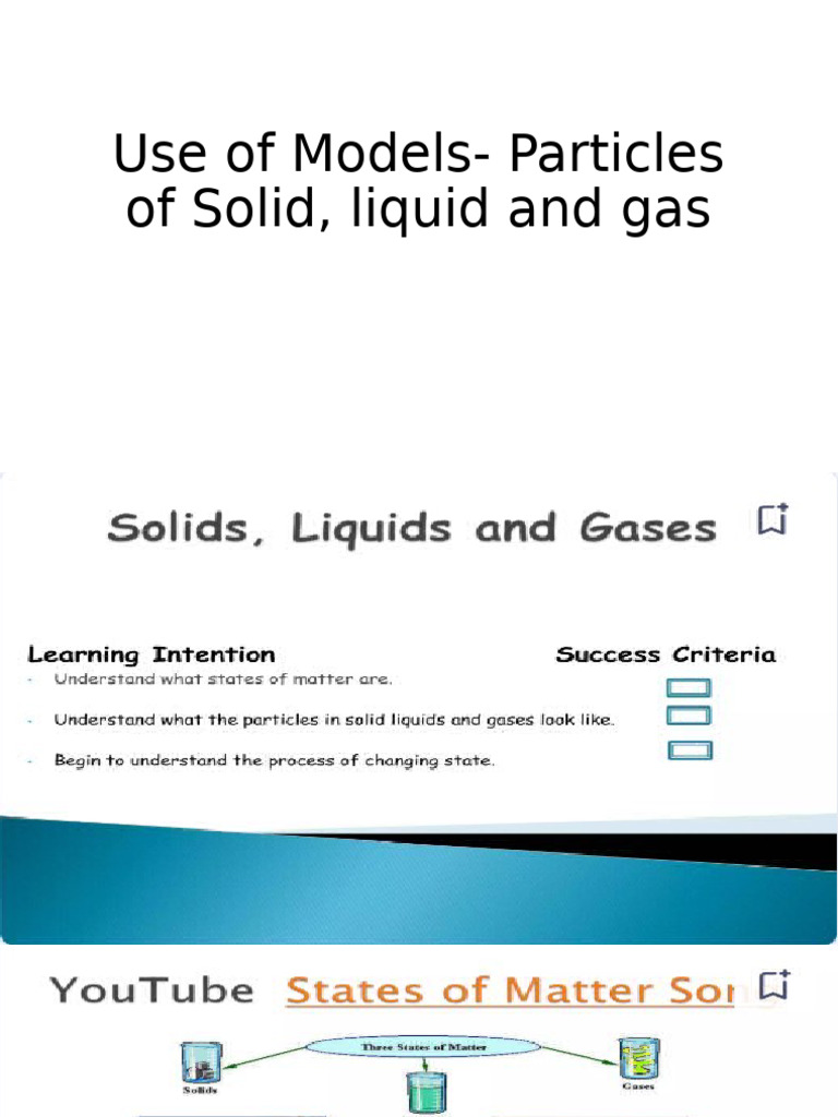 Use of Models - Particles of Solid, Liquid | PDF