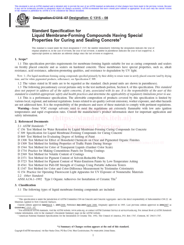 Astm C1315 08 | PDF | Concrete | Paint