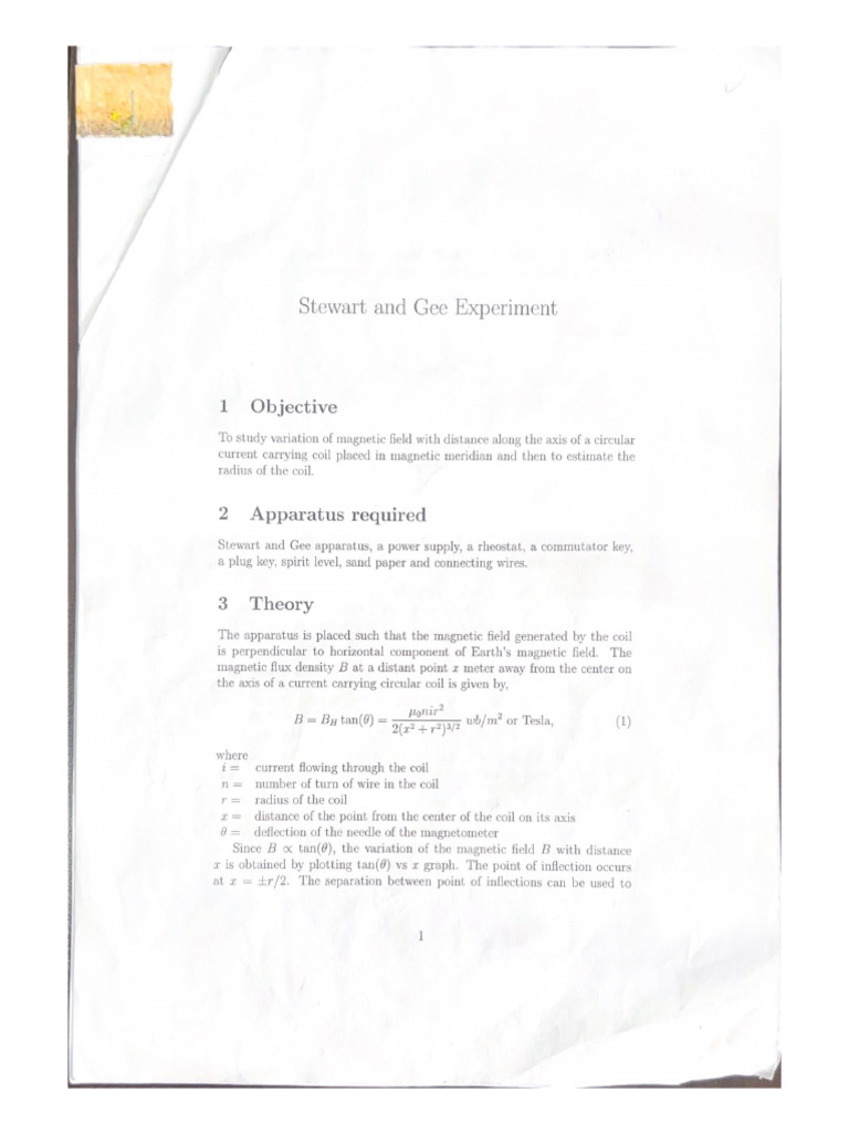 Stewart and Gee Experiment | PDF
