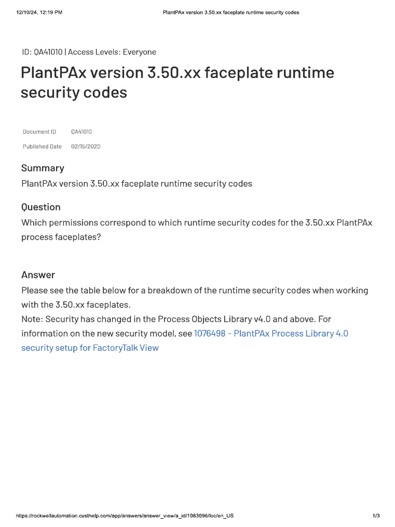 PlantPAX 3.5 security | PDF