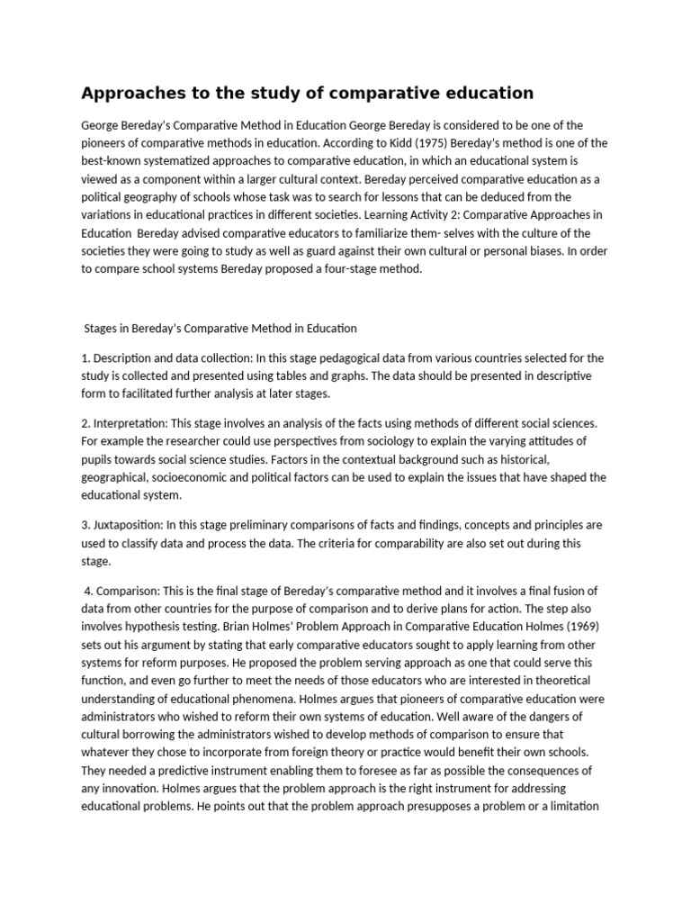 Approaches Part One Comparative Education | PDF | Hypothesis | Policy