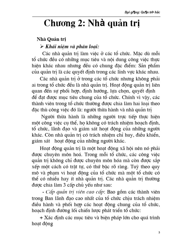 Chuong 2 - Nha Quan tri-Ly thuyet QT | PDF
