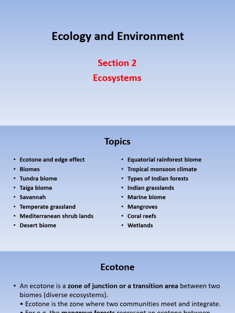 Section 2 - Ecosystems | PDF | Savanna | Mangrove