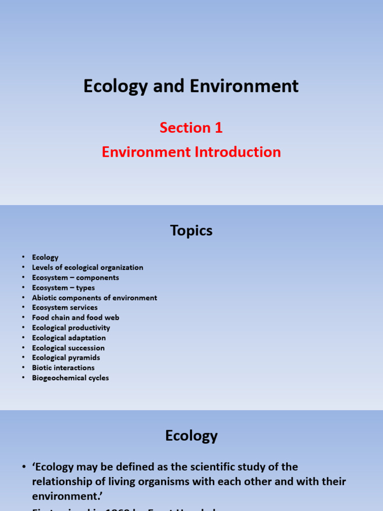 Section 1 - Environment Basics | PDF | Primary Production | Ecology