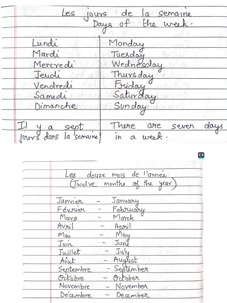 Days & Months---French | PDF