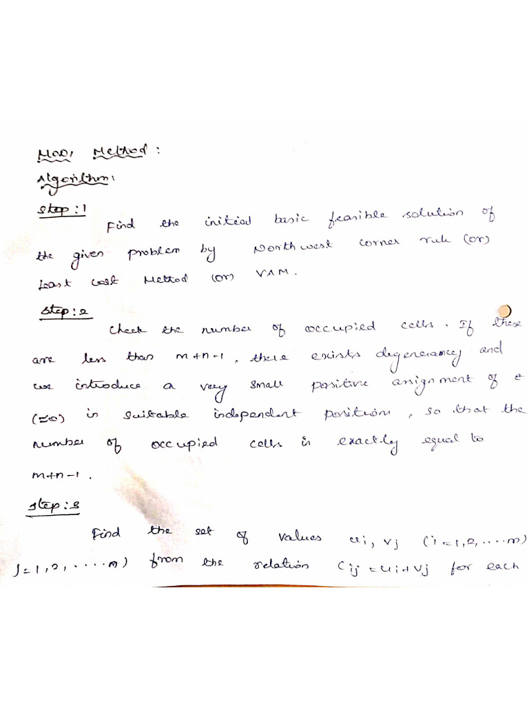 MODI method algorithm | PDF