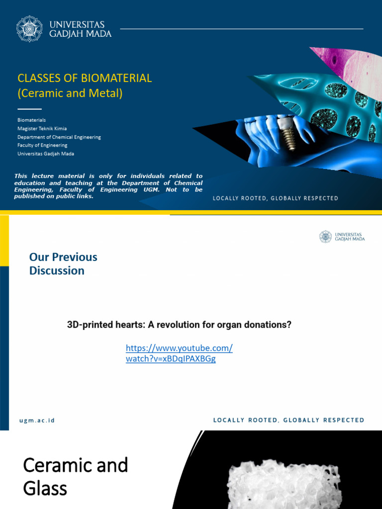 CLASSES OF BIOMATERIALS (Metal and Ceramic) | PDF | Bioceramic | Glasses