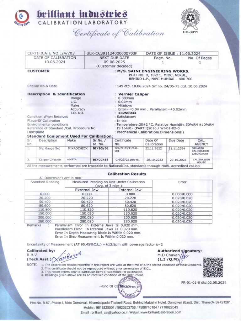 Calibration Certificate | PDF