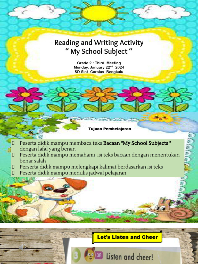 Pert 3. Reading and Writing About My School Subjects | PDF