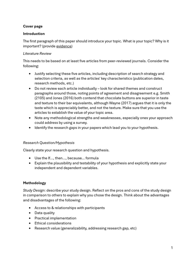 Assignment 3 Outline Considerations | PDF | Survey Methodology ...