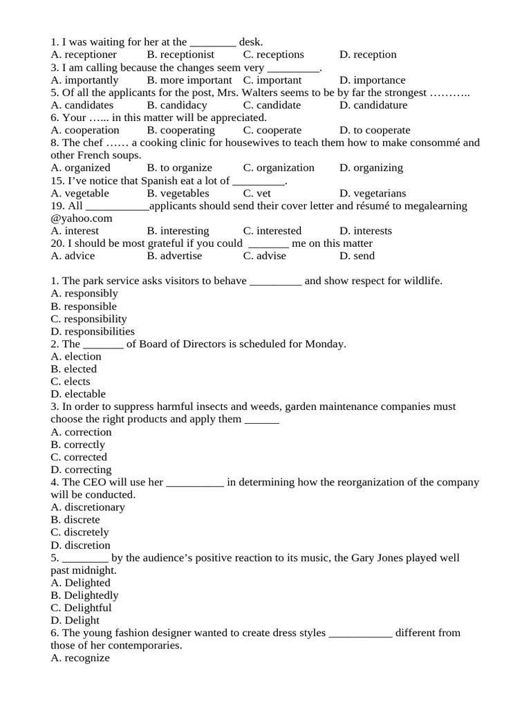 Test Nouns Reading | PDF
