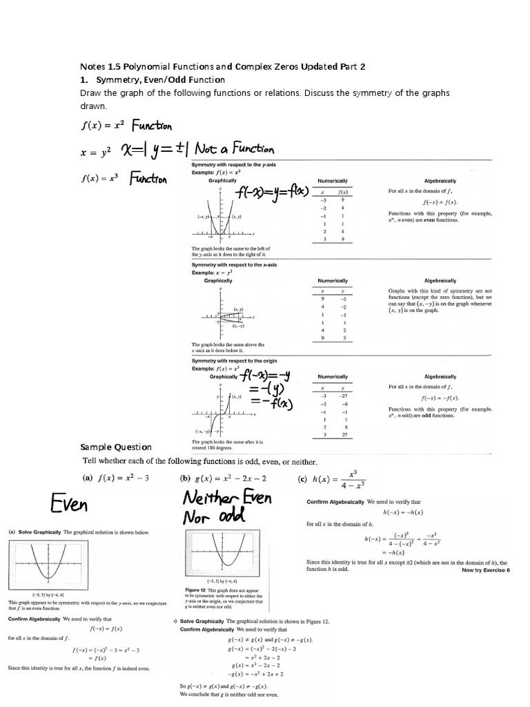 Notes 1 5 Polynomial Functions And Complex Zeros Updated Part 2 Updated Pdf Zero Of A