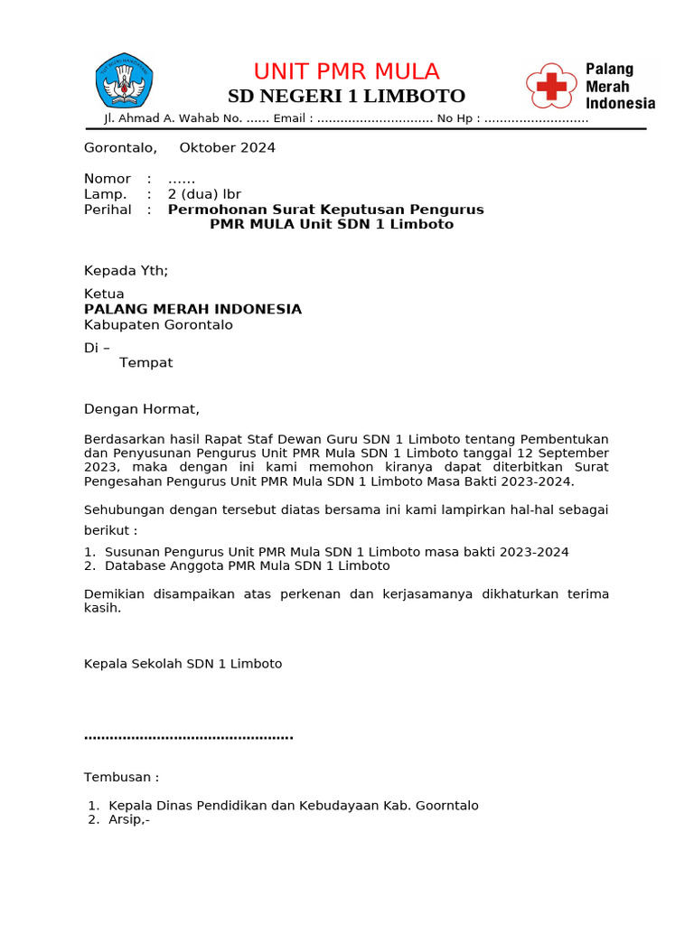 Surat Permohonan Penerbitan SK PMR | PDF
