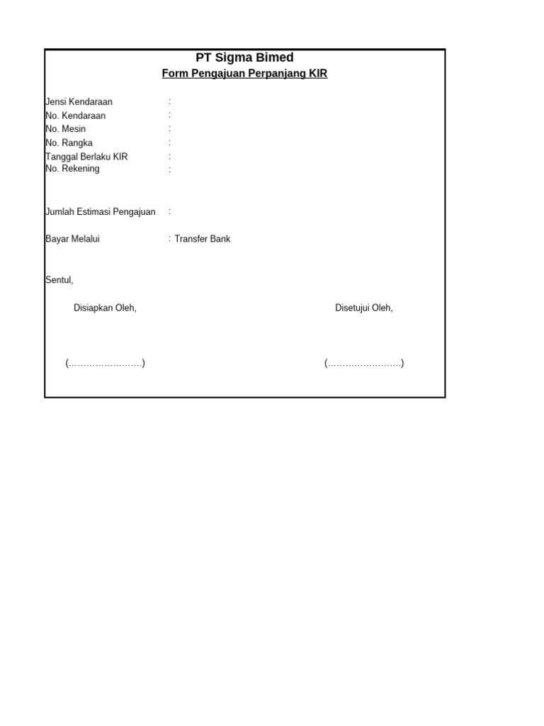 Form Perpanjang KIR | PDF