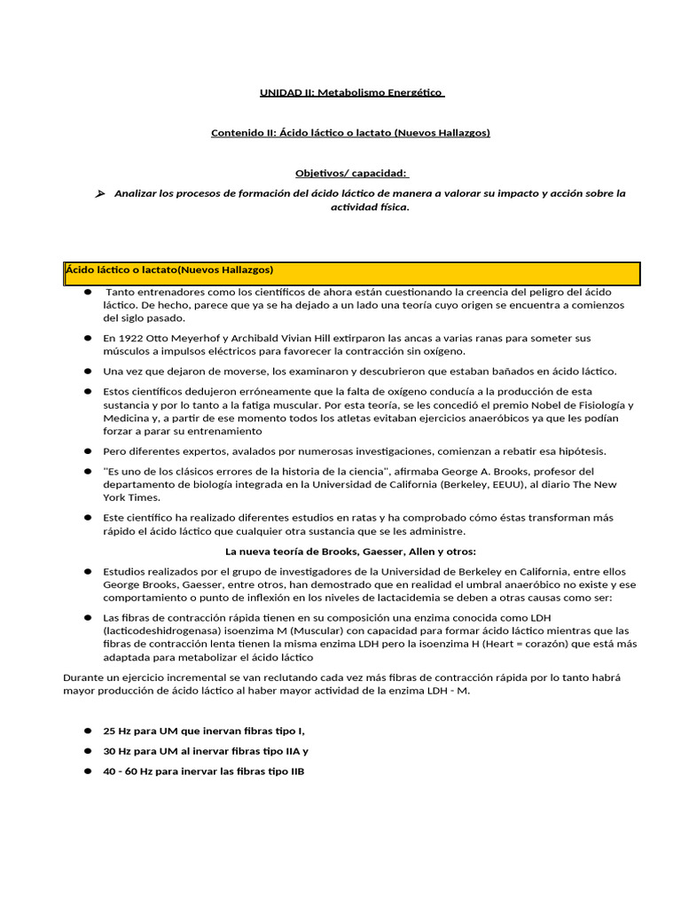 Nuevos Hallazgos sobre Ácido Láctico | PDF | Ácido láctico | Glucógeno