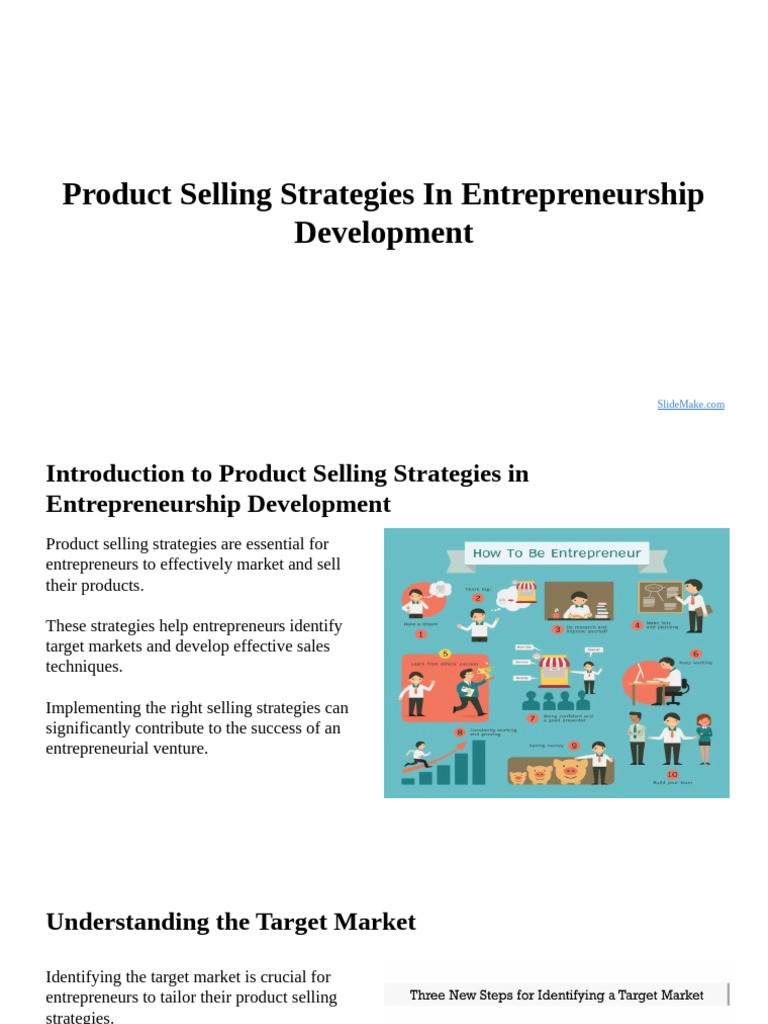 Product Selling Strategies in Entrepreneurship Development 3 | PDF ...