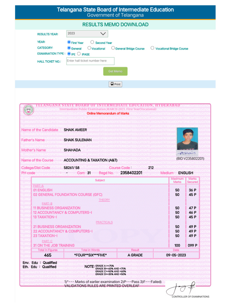 Telangana Intermediate Exam Results 2023 | PDF