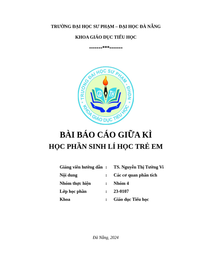 Báo Cáo GK Sinh Lí Trẻ | PDF