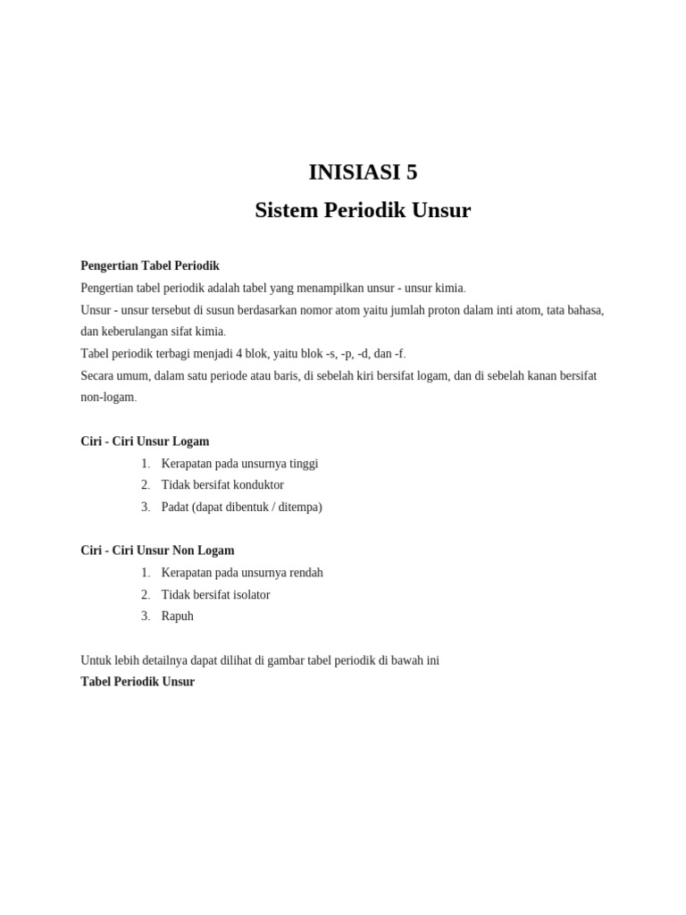 Rumus Dasar Tabel Periodik Unsur | PDF