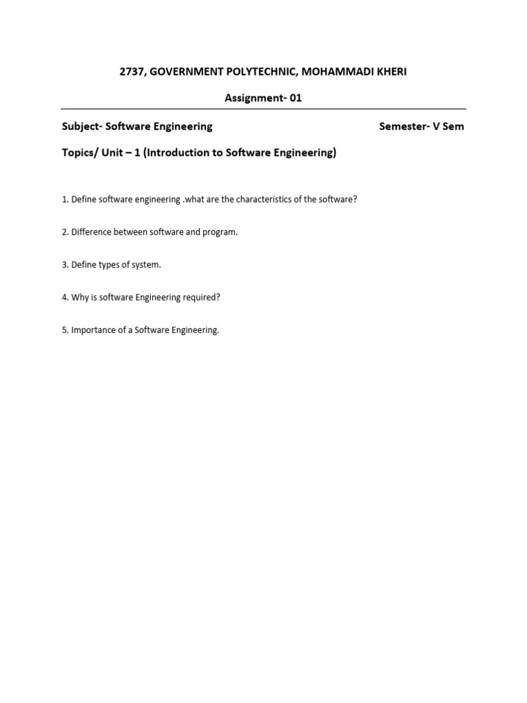 SE ssignment | PDF | Software Development Process | Software Engineering