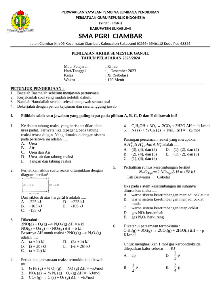 PAS KIMIA KELAS XI | PDF