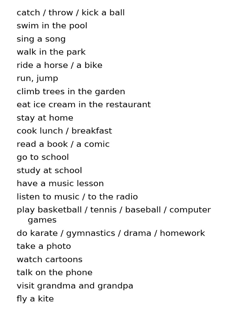 AS2 U2 Action Verbs | PDF