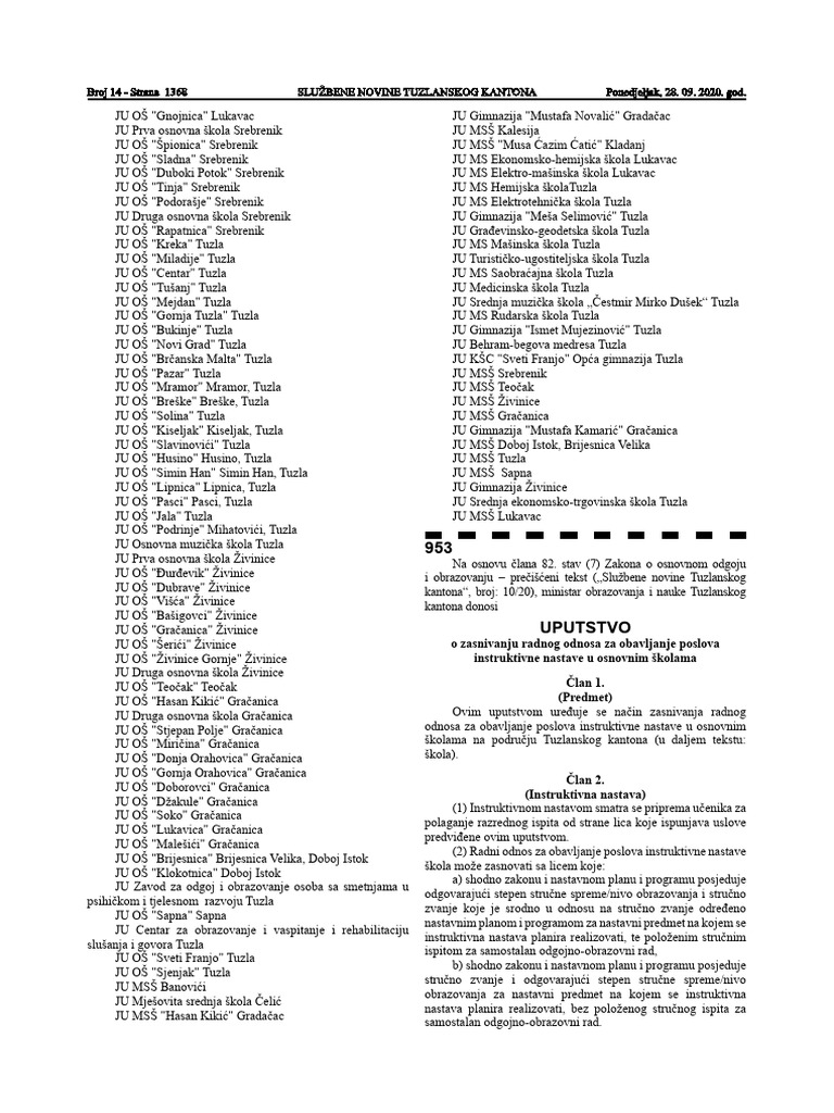 UputstvoInstruktivna OS SLN TK14-20 | PDF