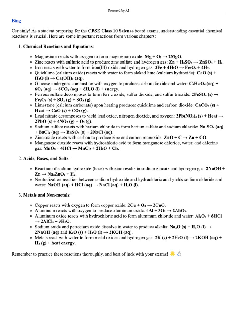 Important Reactions | PDF