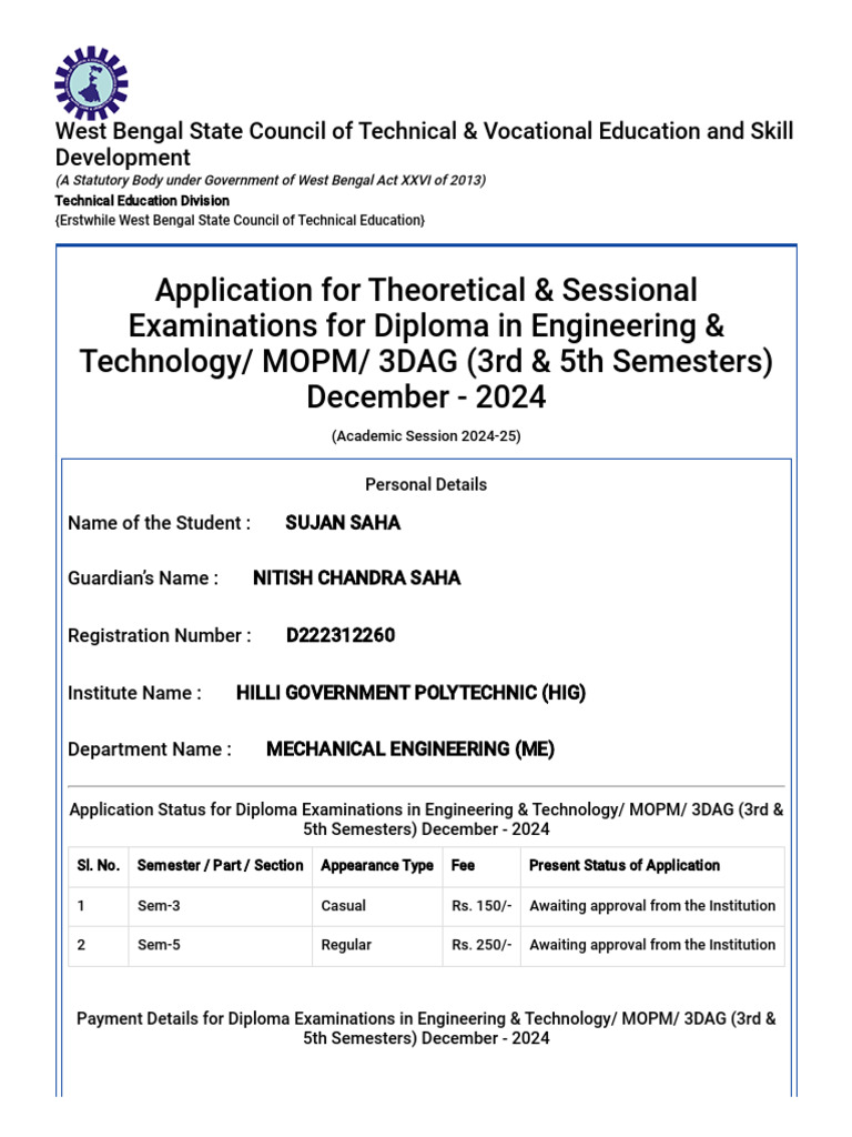 Examination Form Fillup | PDF