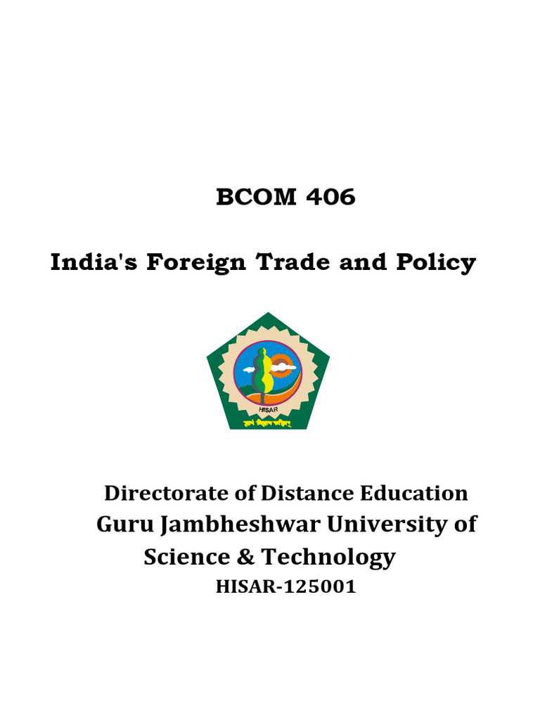 Bcom 406 Book | PDF | Balance Of Payments | Capital Account
