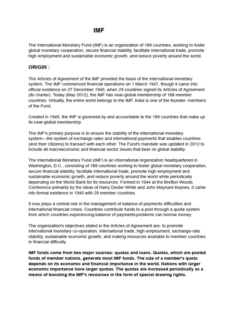 Imf | PDF | International Monetary Fund | Special Drawing Rights