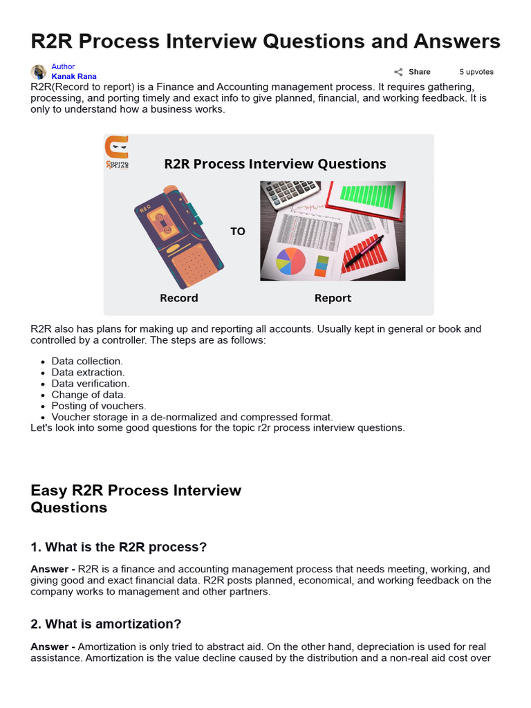 R2R Process Interview Questions | PDF | Depreciation | Dividend