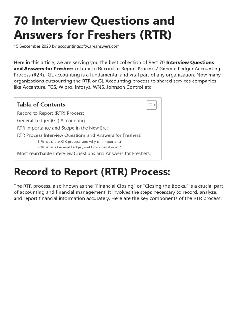 R2R Process Interview Questions 2 | PDF | Financial Statement | Debits And Credits