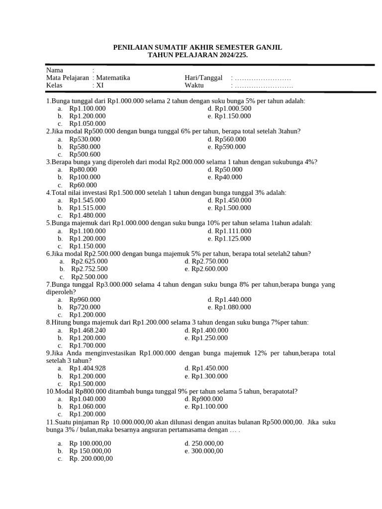 Soal Matematika Bunga & Anuitas | PDF