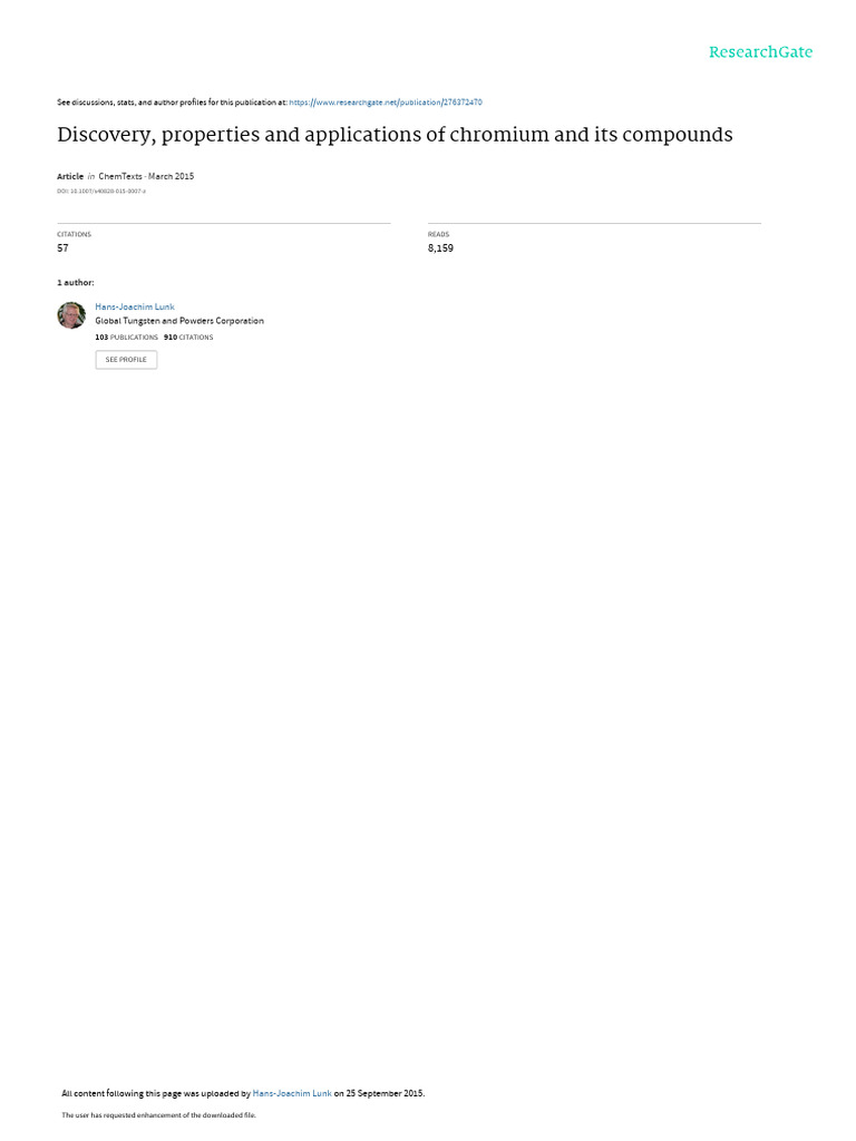 Discovery Properties and Applications of Chromium | PDF | Chromium ...