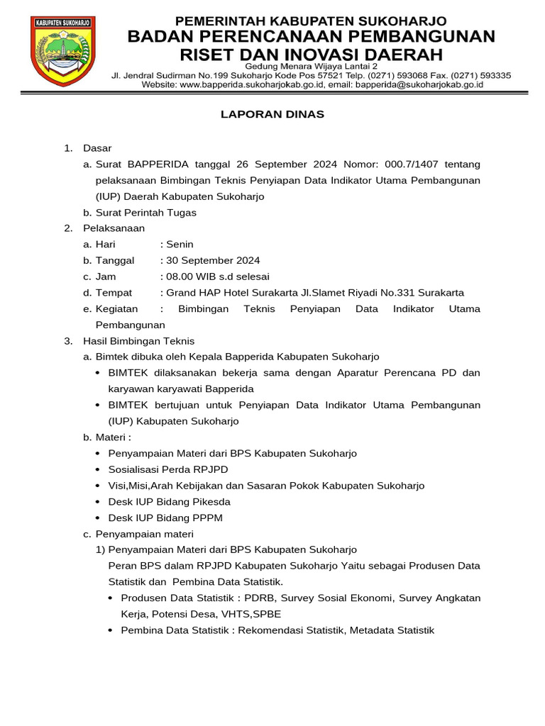 Laporan Dinas IUP | PDF