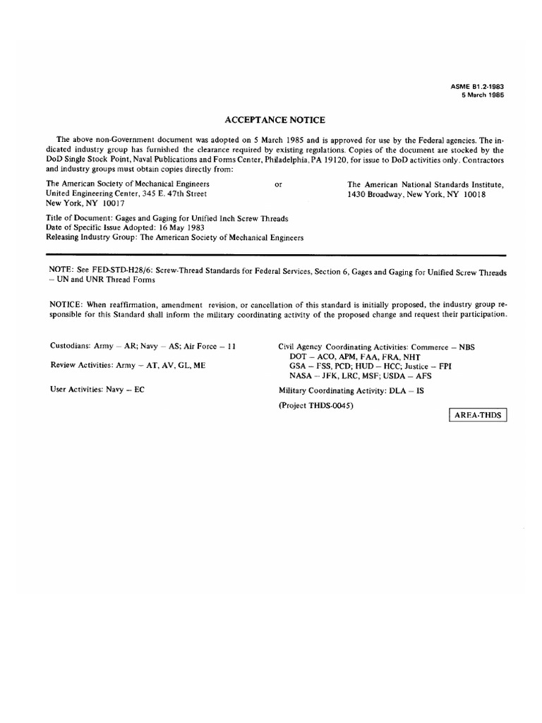 ASME b1.2 1983 Thread Gauging | PDF