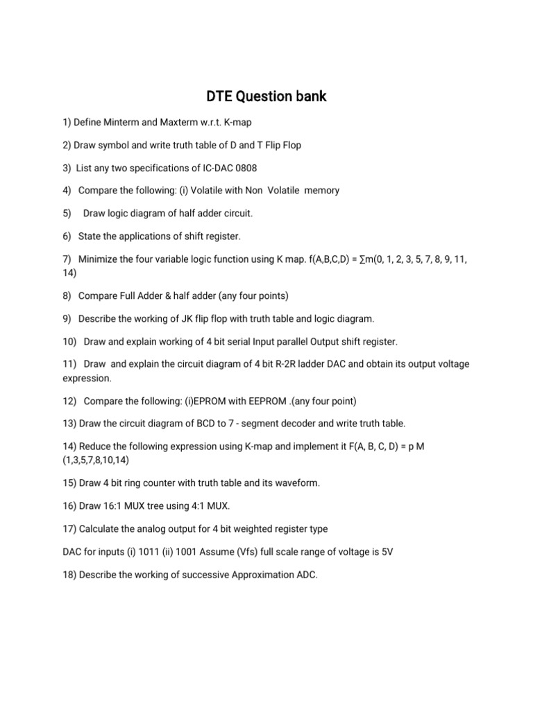 DTE Question Bank | PDF