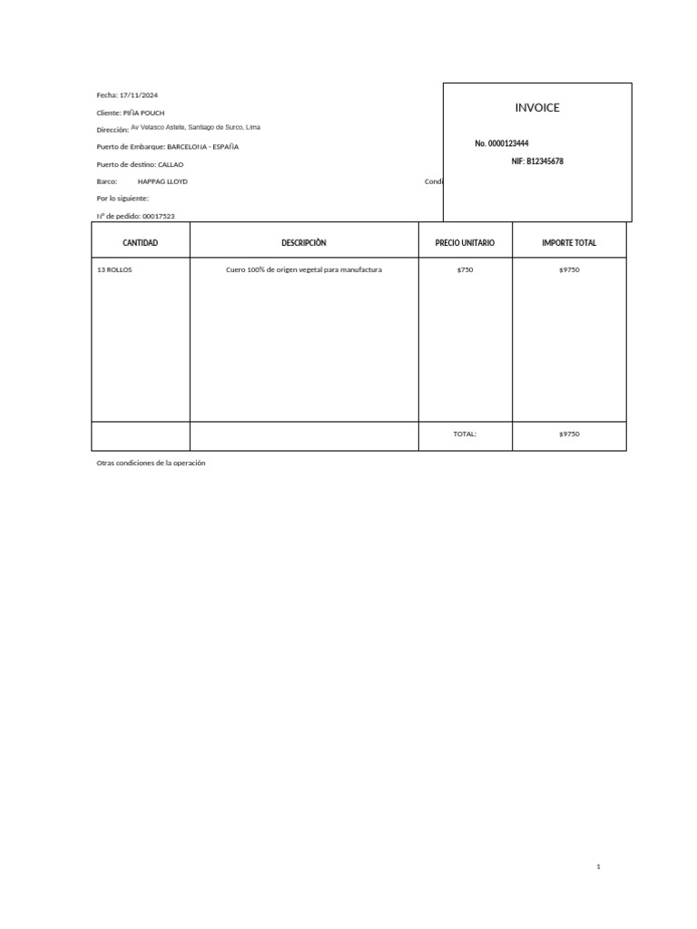 Copia de Invoice en Blanco | PDF