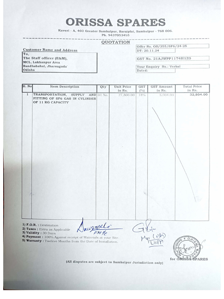 Sf6 Quotation 1 | PDF