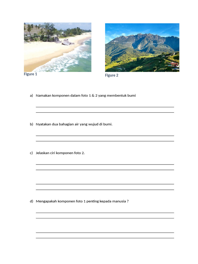 A) Namakan Komponen Dalam Foto 1 & 2 Yang Membentuk Bumi | PDF