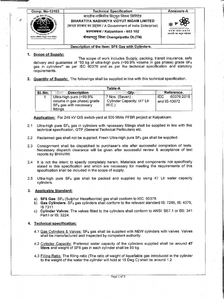 SF6 specifications | PDF