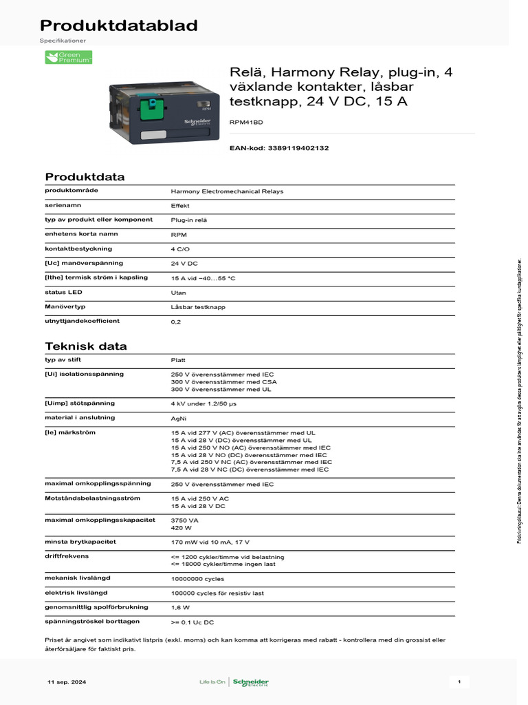Schneider Electric - Harmony-Relay - RPM41BD | PDF
