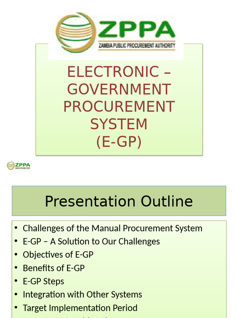 EGP Presentation Revised 1.2 | PDF | Procurement | Business
