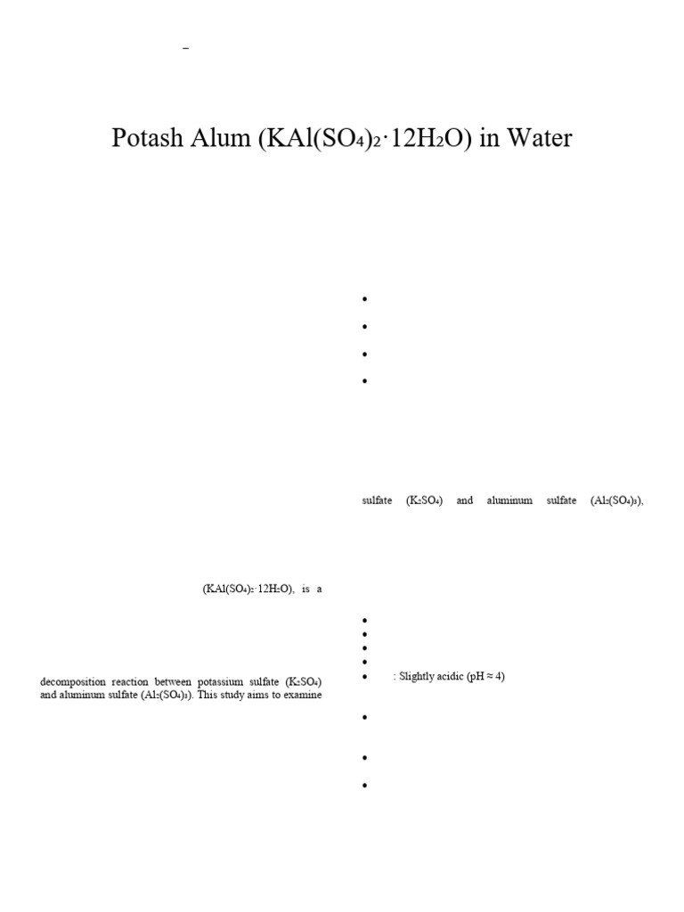 Potash Alum in Water Treatment Applications | PDF | Aluminium | Solubility