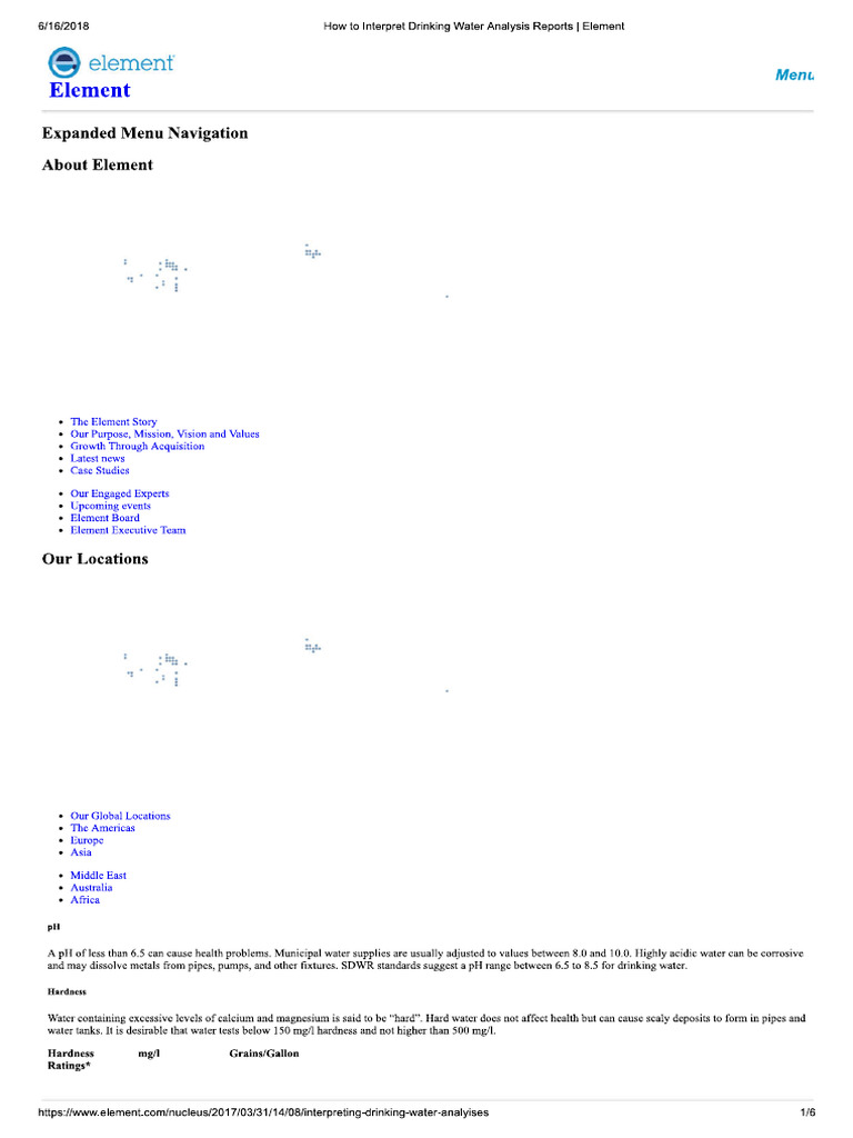 How To Interpret Drinking Water Analysis Reports - Element | PDF