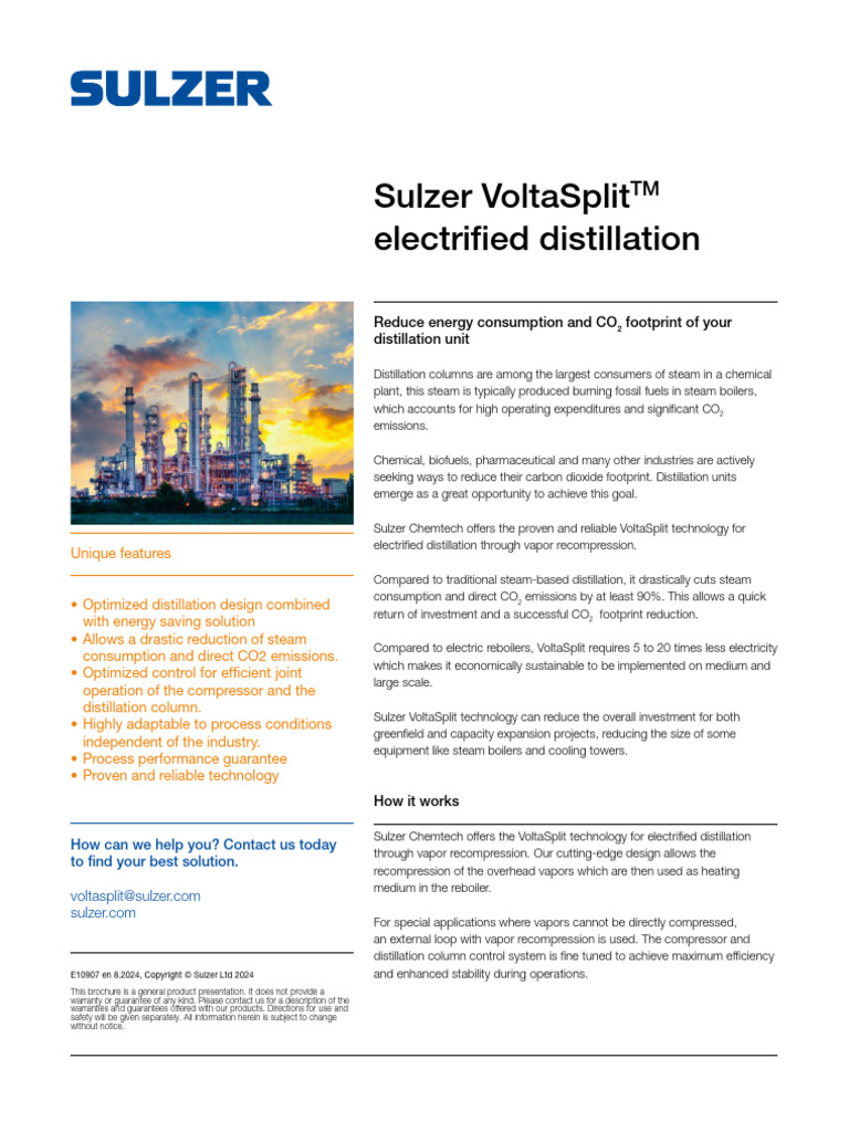 Sulzer Voltasplit Electrified Distillation E10907 en Web | PDF ...