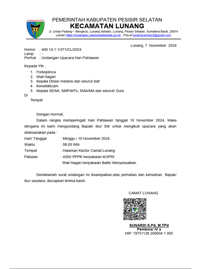 undangan upacara hari pahlawan 2024 | PDF